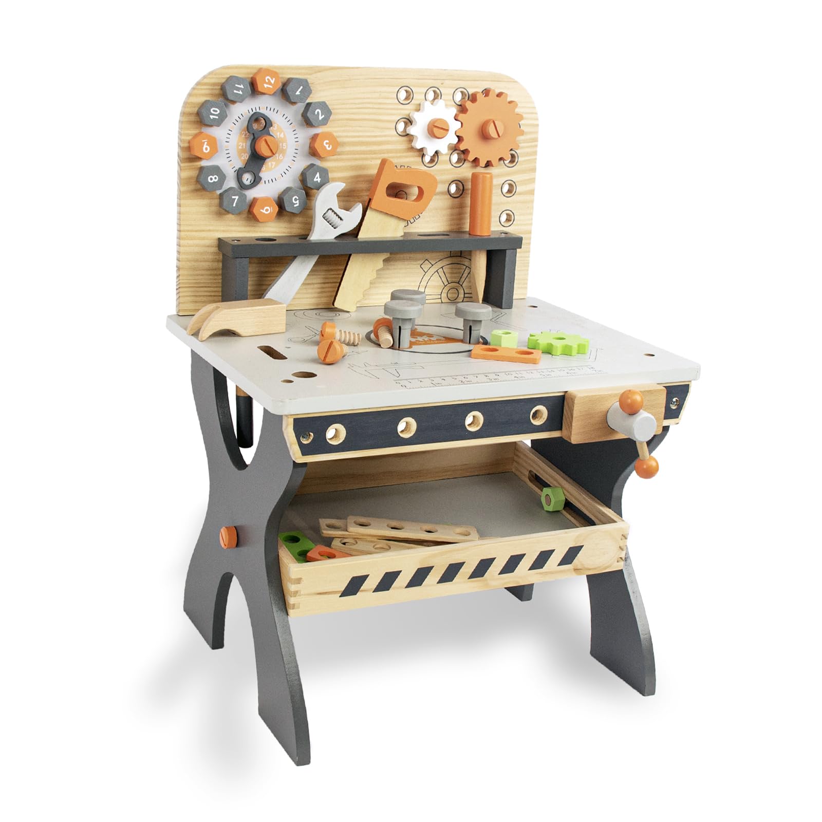 Wooden Tool Workbench for Kids,Pretend Play Tool Bench Workshop with W