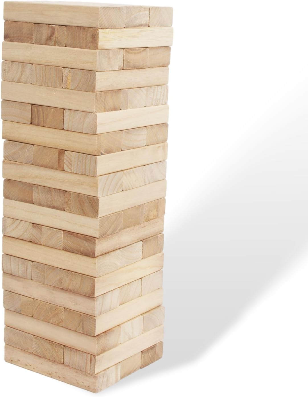 Large Wooden Tumbling Tower Game, Stack to Over 18 in 57pcs Jumbo Yard